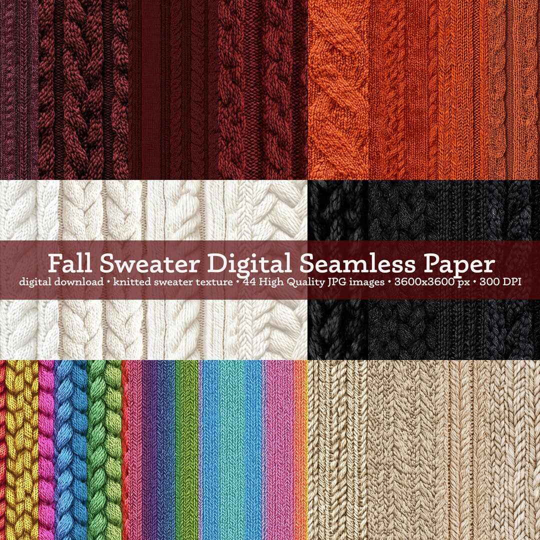 Fall Knit Sweater Seamless Paper: Cozy Autumn Textures (digital ...