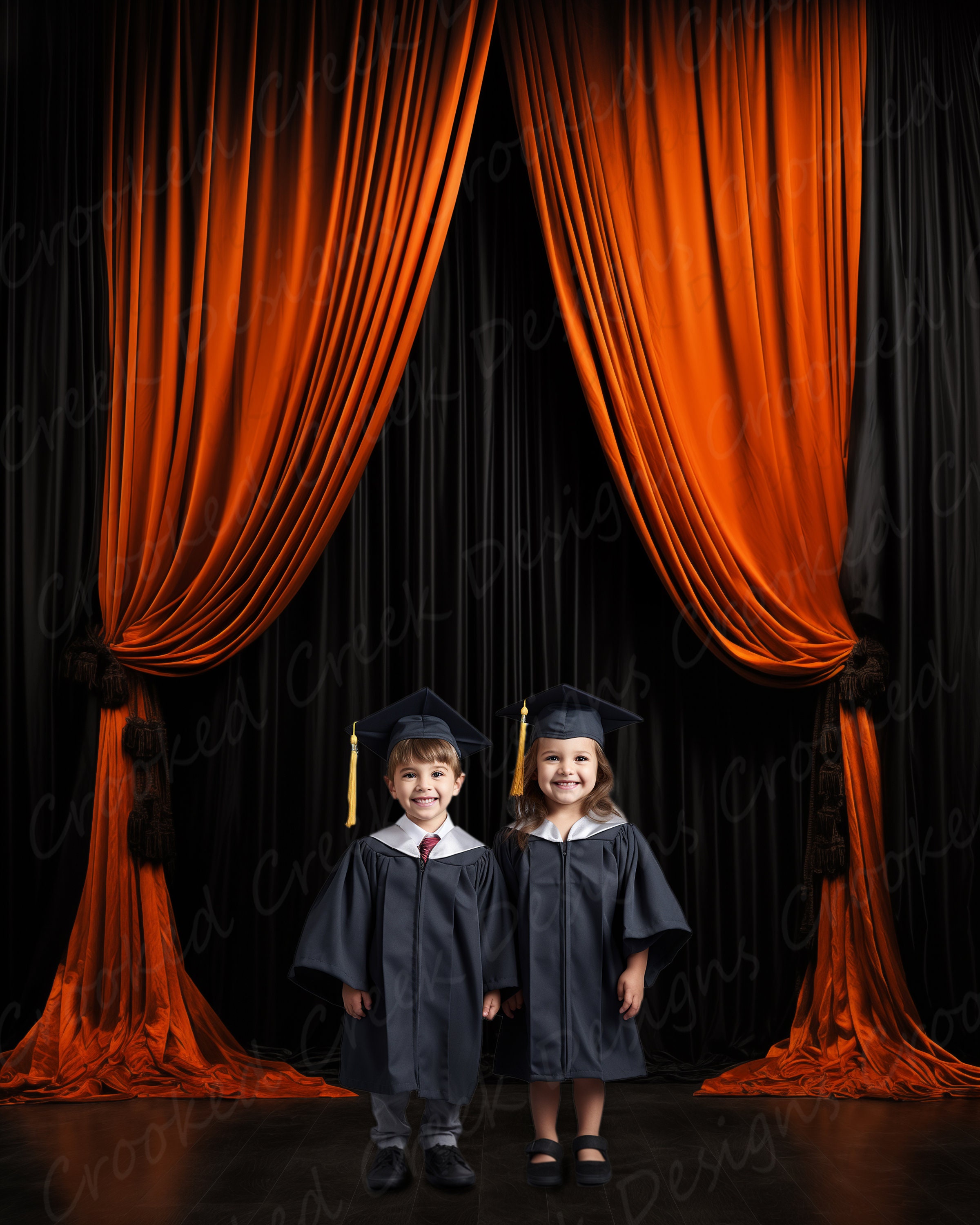 Black and Orange Digital Backdrop School Colors Prom and Graduation ...