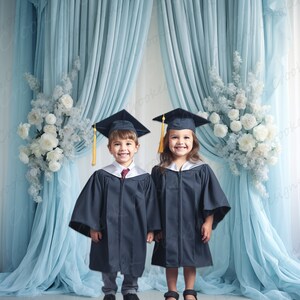 Light Blue Floral Curtain Digital Backdrop: Prom, Graduation (PSD, JPG ...
