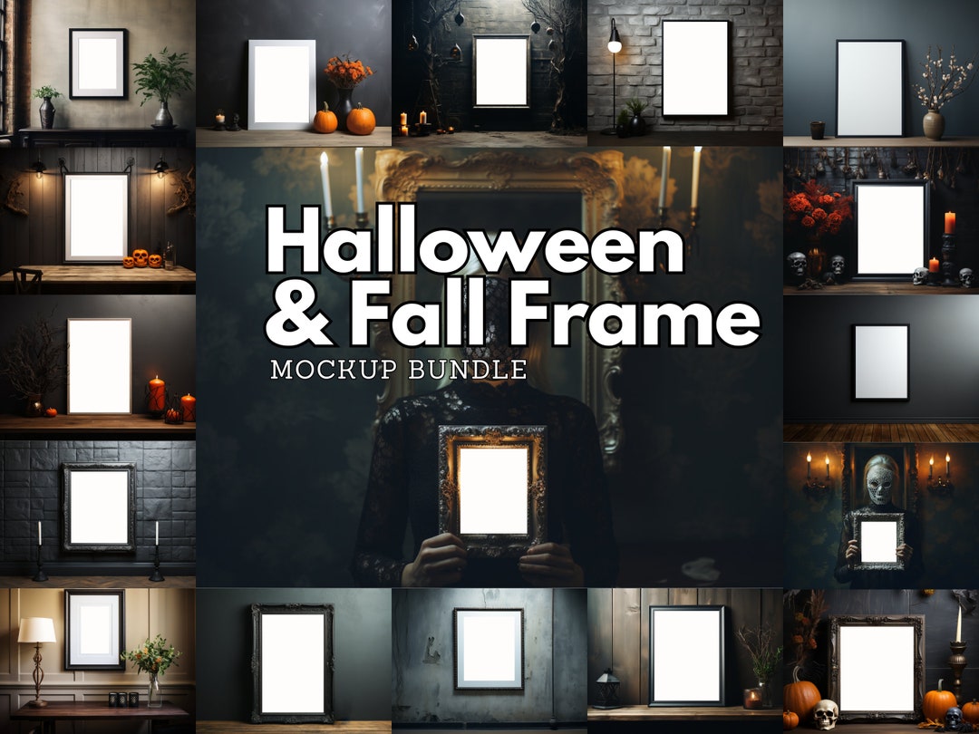 Spooky Halloween Picture Frame Mockup Bundle | Halloween and Fall Frame ...