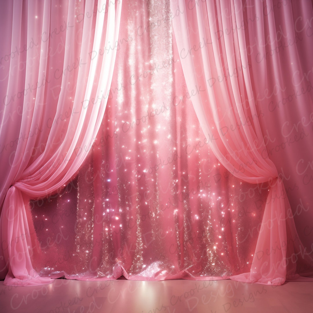 Pink Shimmer Curtains Party Background | Valentine's Day Party Backdrop ...