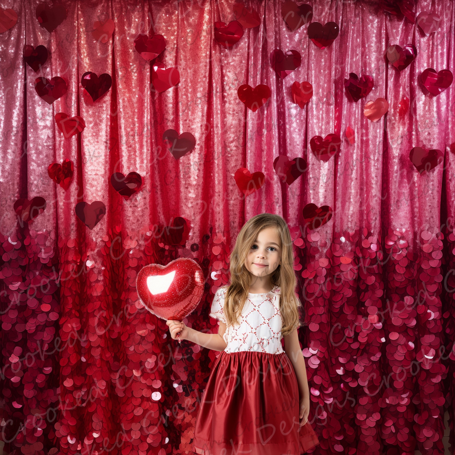 Pink and Red Party Digital Backdrop | Valentines Day & Birthday Hearts ...