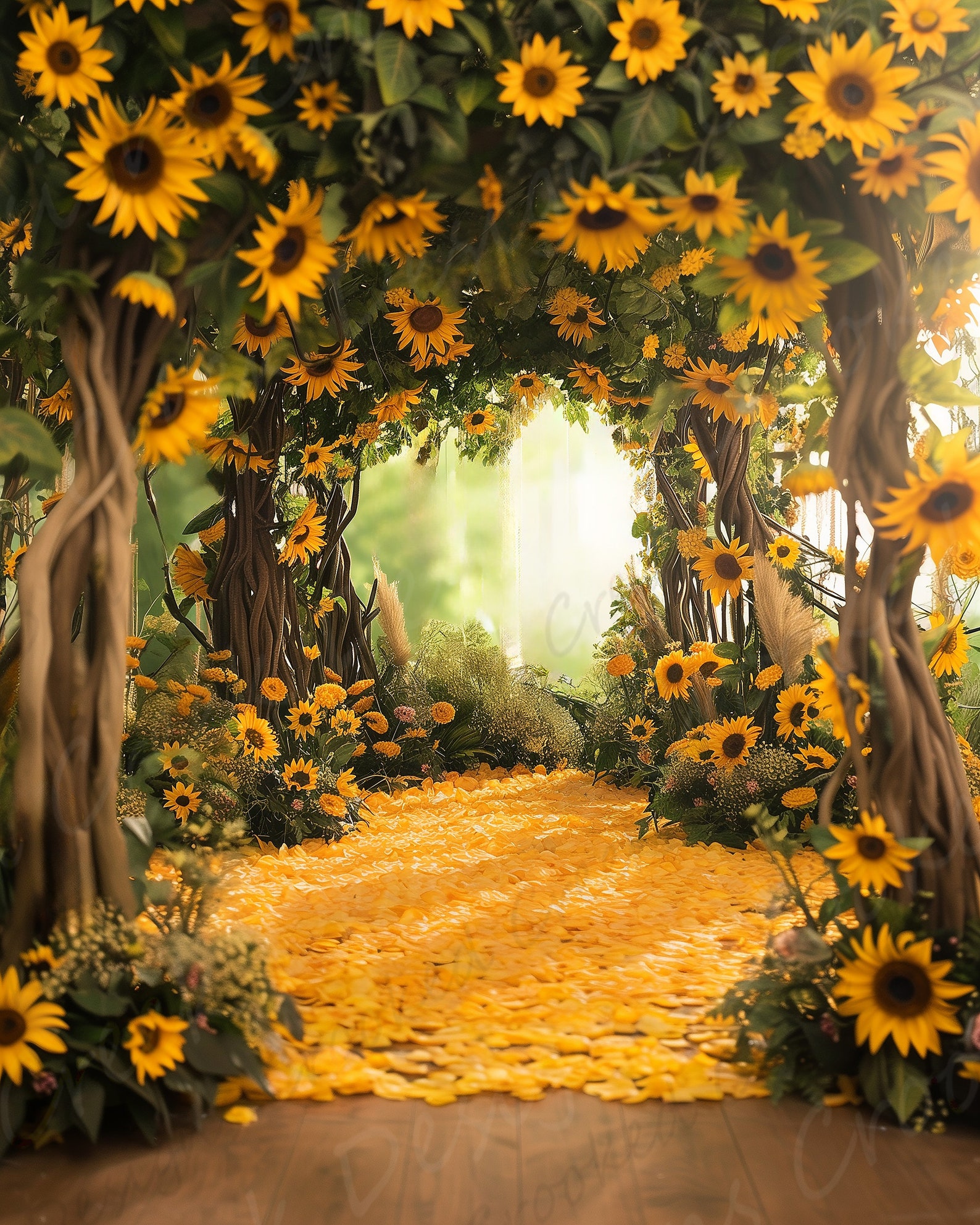 Sunflower Arch Digital Backdrop: Summer Floral Photography (PSD & JPG ...