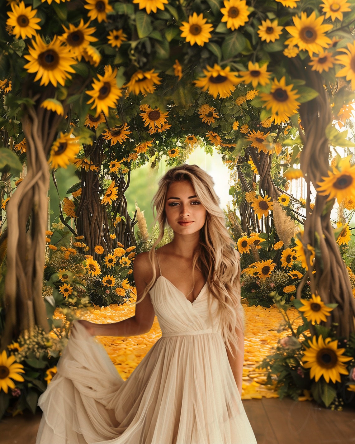 Sunflower Arch Digital Backdrop Summer and Fall Floral Photography ...