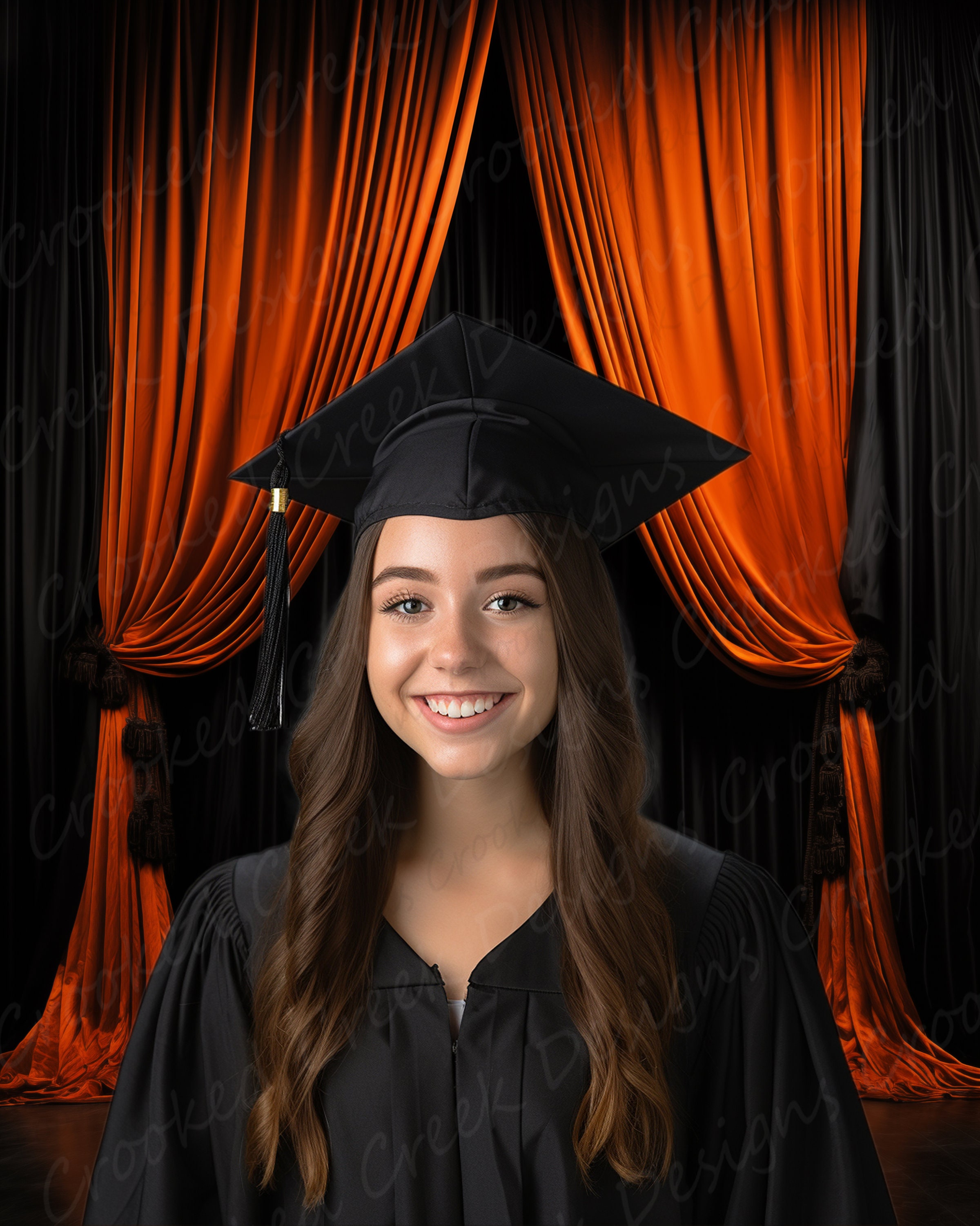 Black and Orange Digital Backdrop School Colors Prom and Graduation ...