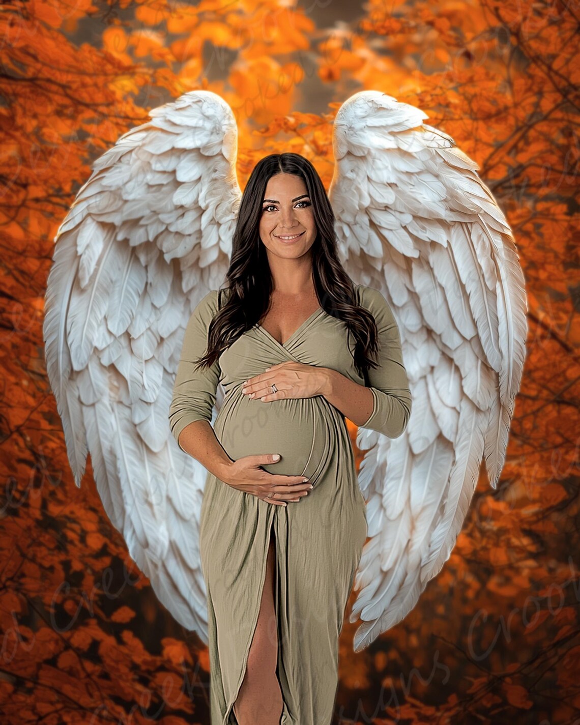 White Angel Wings Digital Maternity Backdrop Fall Digital Backgrounds ...