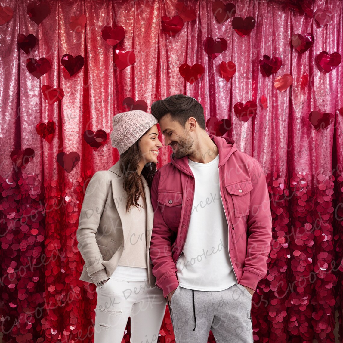 Pink and Red Party Digital Backdrop Valentines Day & Birthday Hearts ...