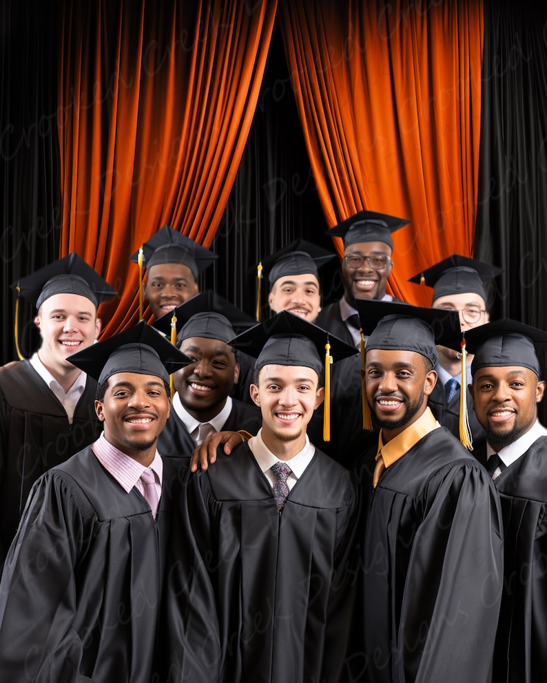 Black and Orange Digital Backdrop School Colors Prom and Graduation ...