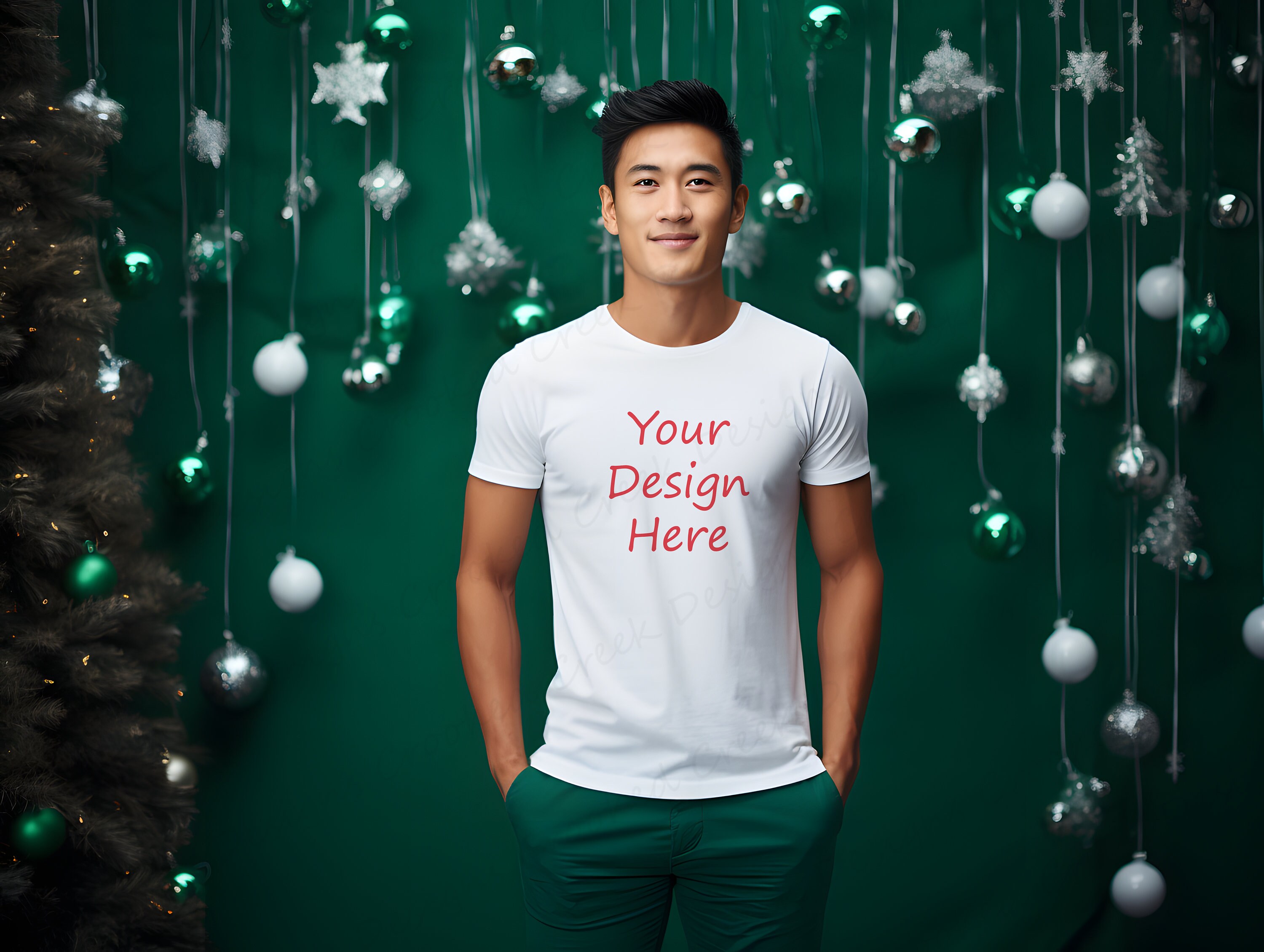 Christmas T-shirt Mockups Green Edition 10 White T-shirt PNG and PSD ...