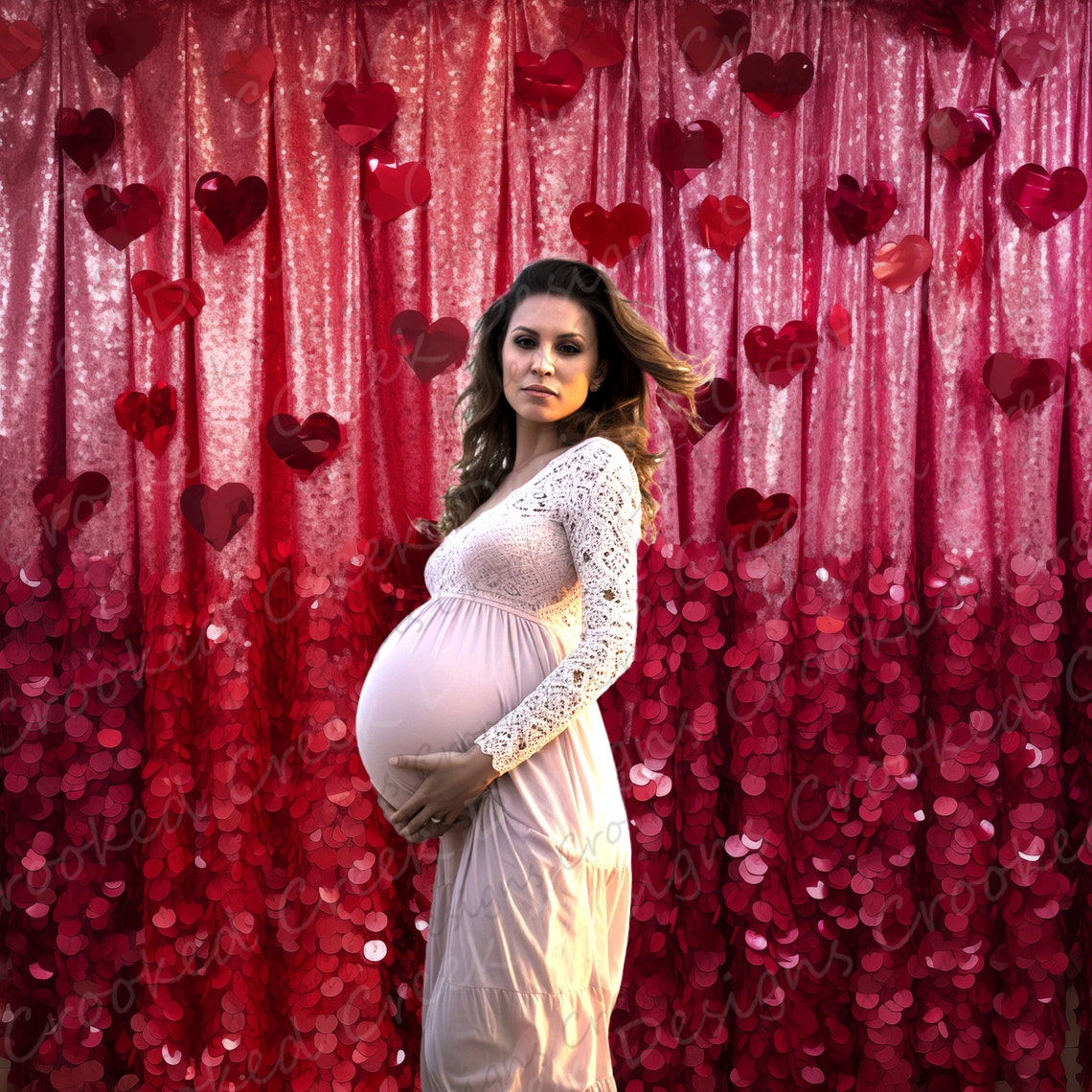 Pink and Red Party Digital Backdrop Valentines Day & Birthday Hearts ...