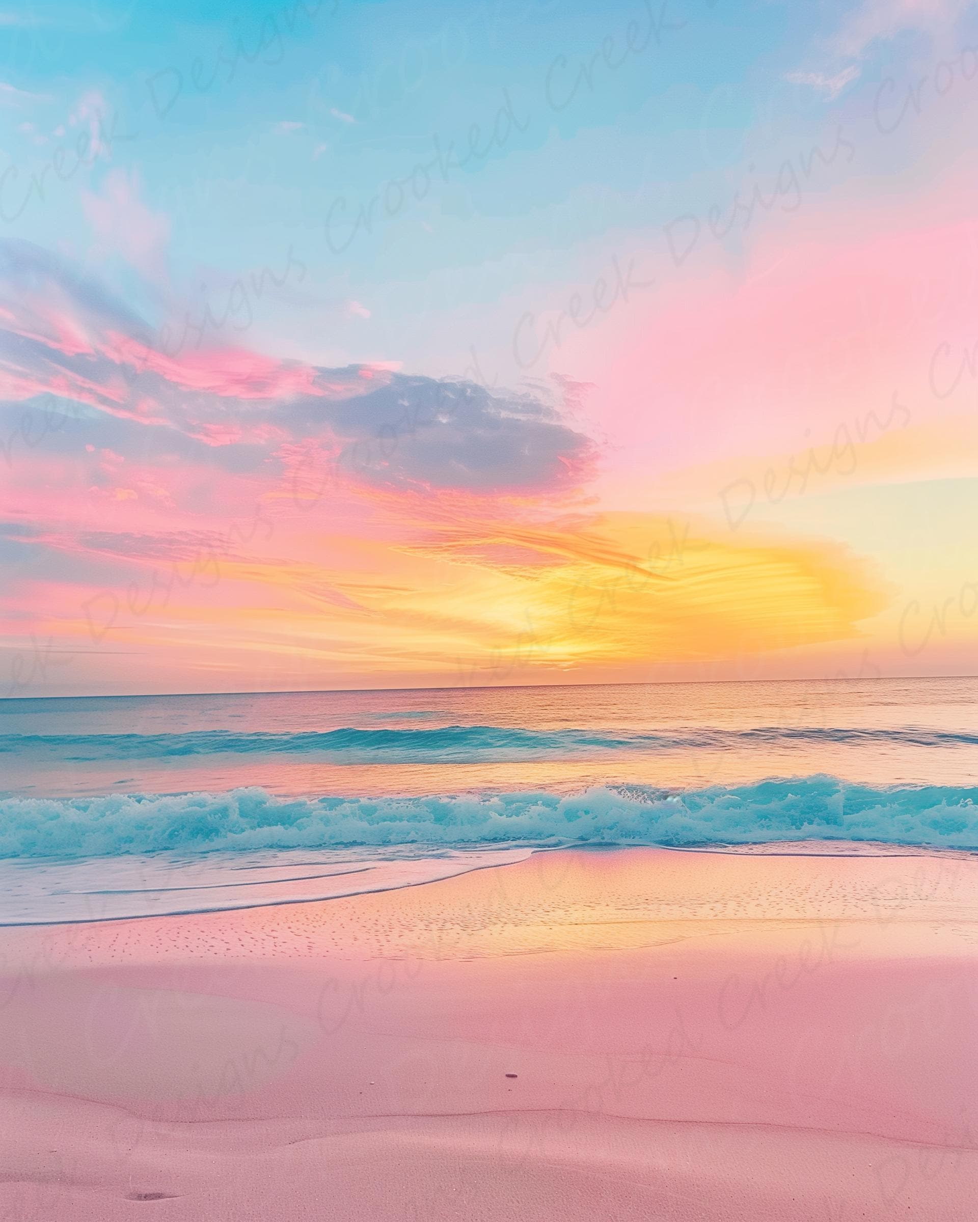 Pastel Beach Sunset Digital Backdrop: Coastal Photography (JPG & PSD ...