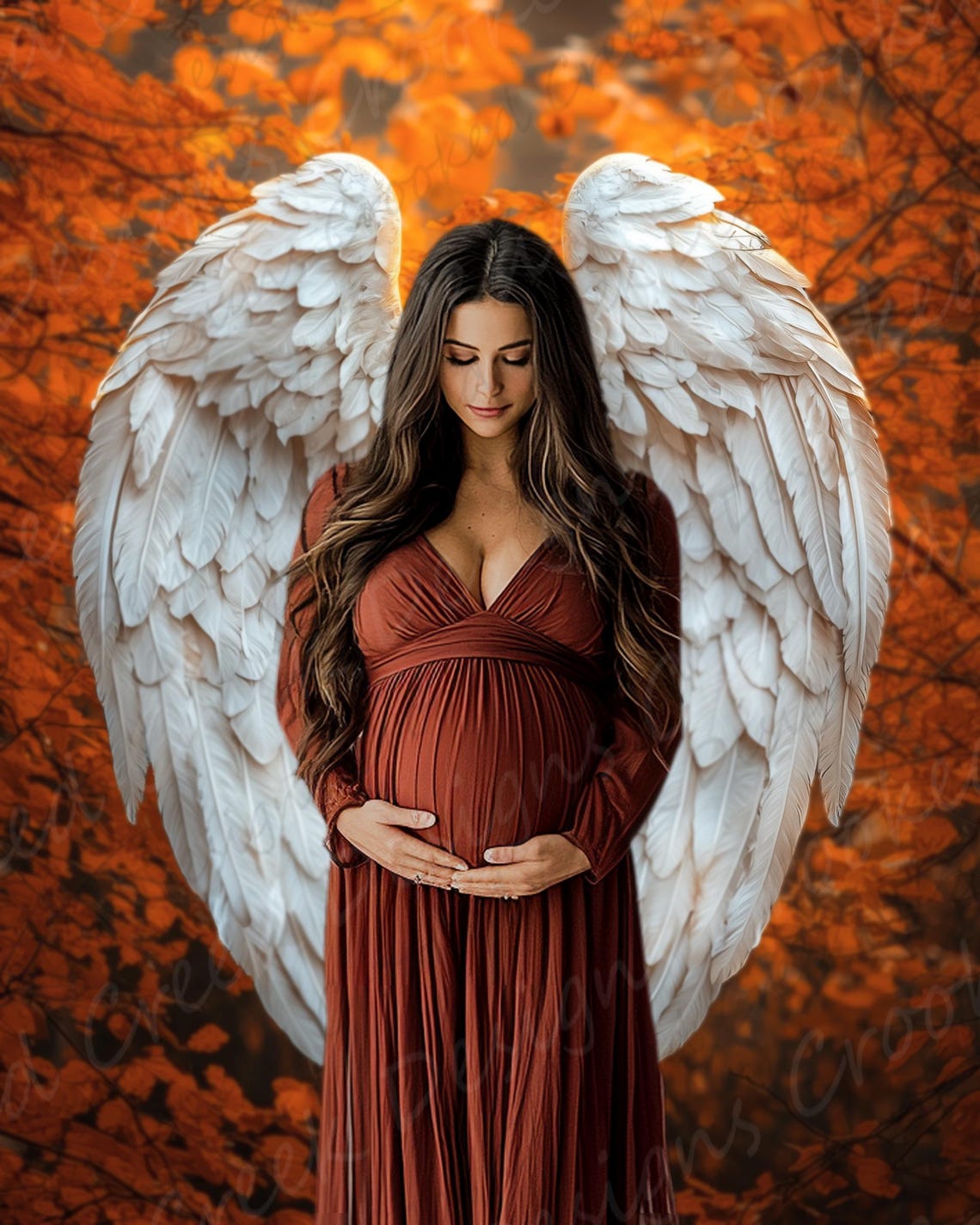 White Angel Wings Digital Maternity Backdrop Fall Digital Backgrounds ...