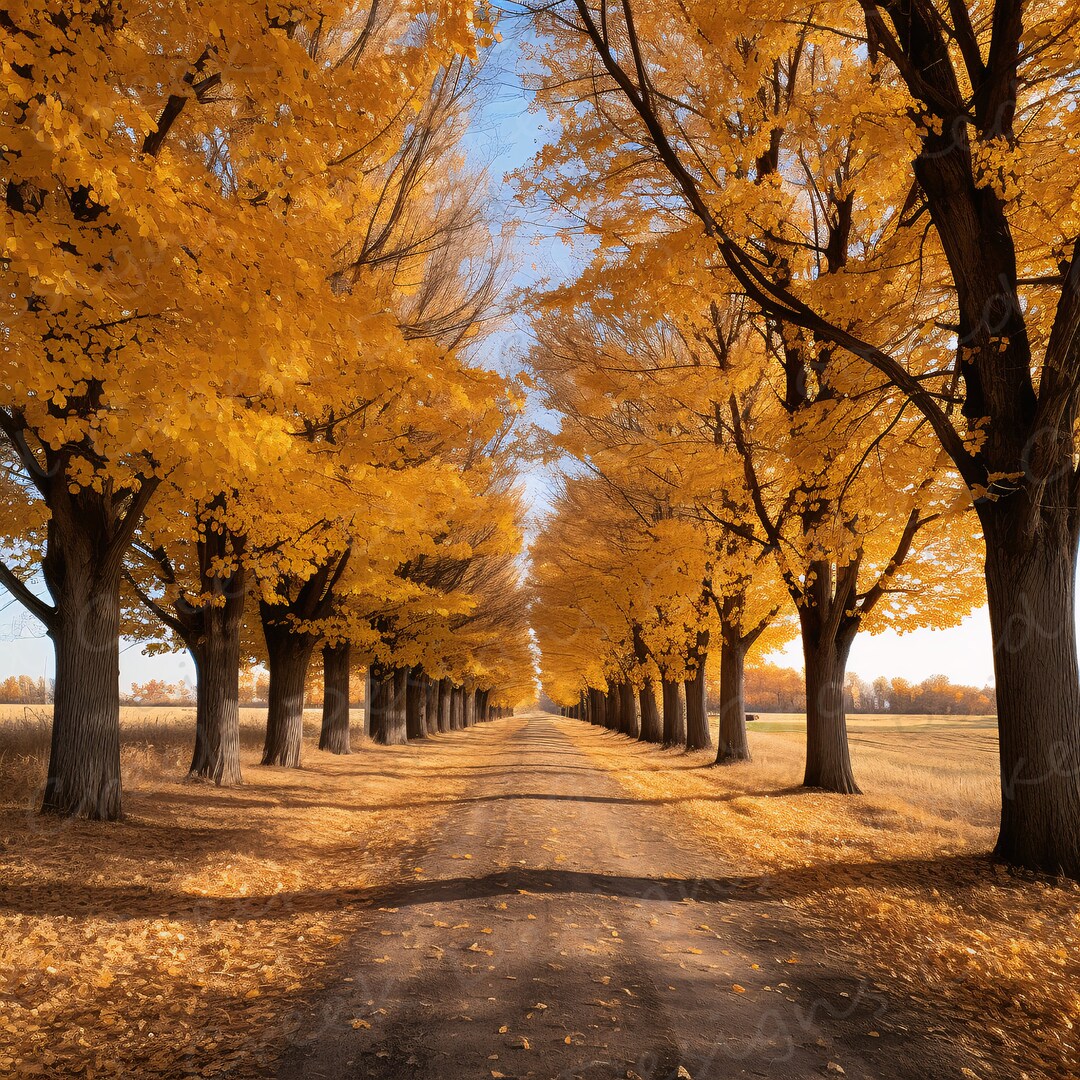 Fall Digital Photography Backdrop | Tree Lined Driveway in Autumn ...