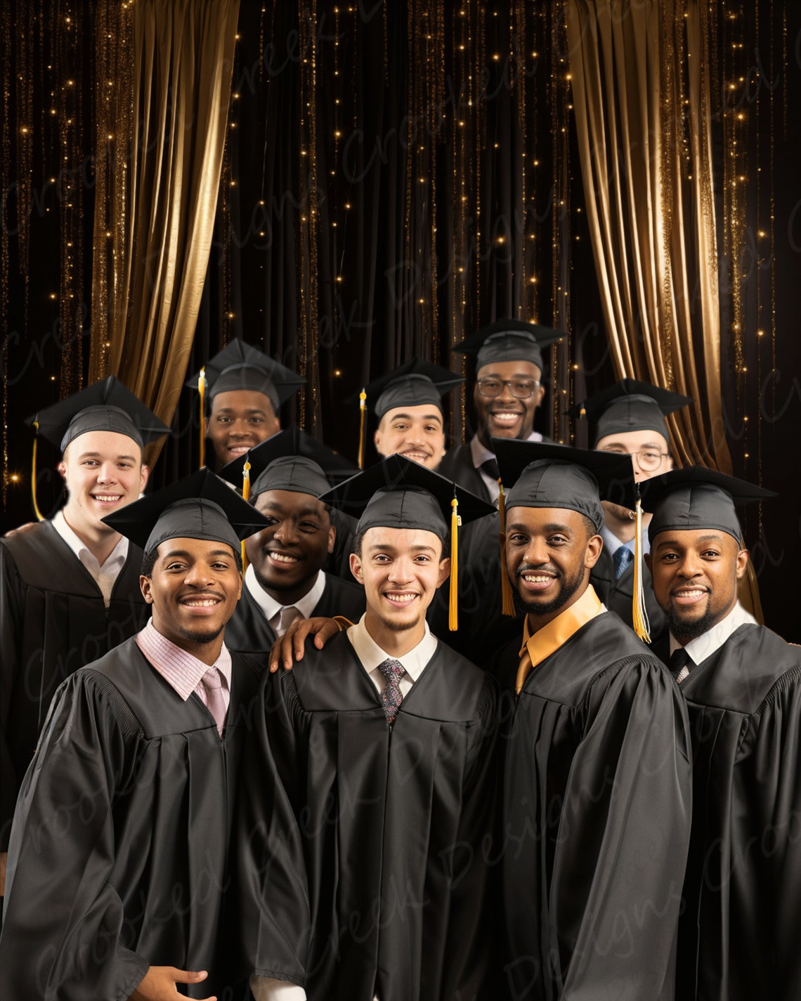 Black and Gold Digital Backdrop Curtains | School Colors Prom and ...