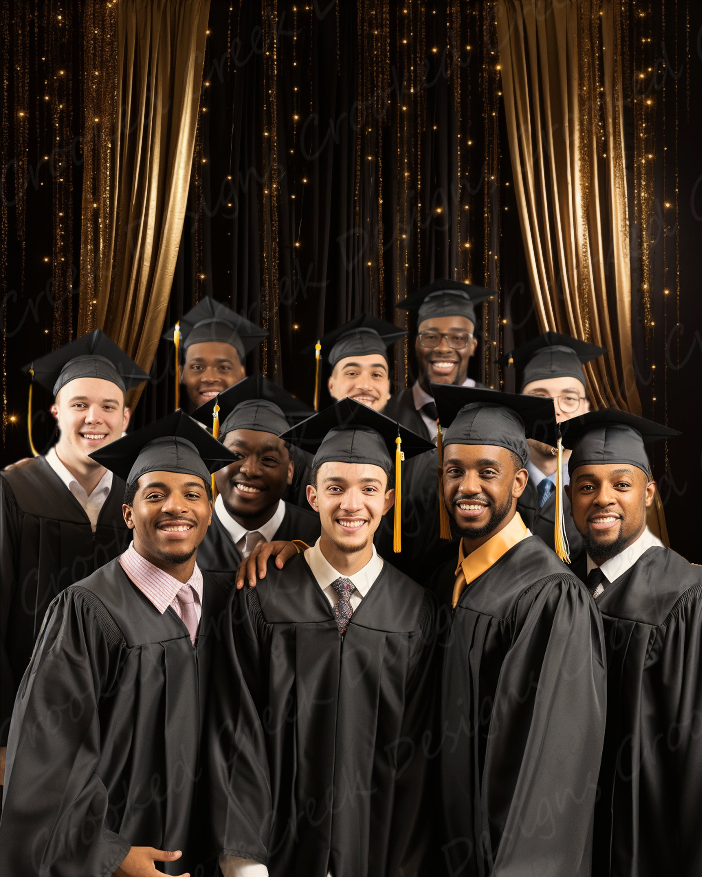 Black and Gold Digital Backdrop Curtains | School Colors Prom and ...