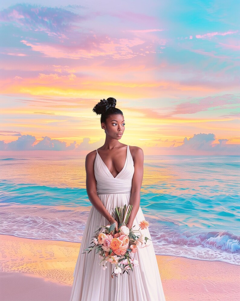 Pastel Beach Sunset Digital Backdrop: Photography Photo Booth (JPG ...