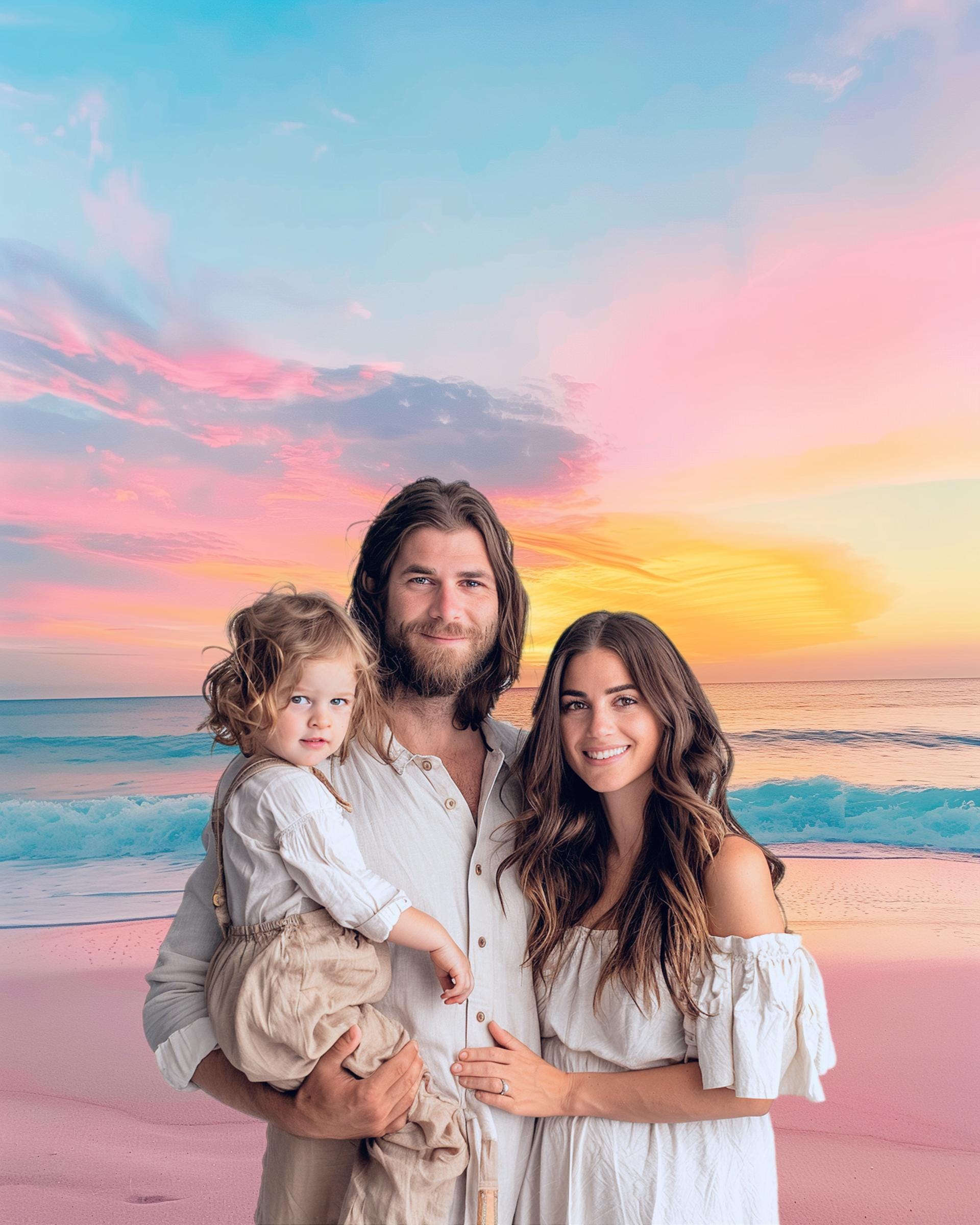 Pastel Beach Sunset Digital Backdrop: Coastal Photography (JPG & PSD ...
