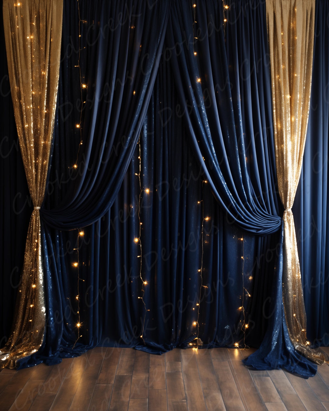 Navy Blue and Gold Digital Backdrop | School Colors Prom and Graduation ...
