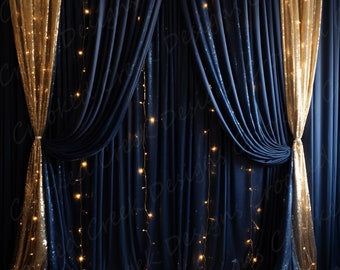 Black and Gold Digital Backdrop Curtains School Colors Prom and ...