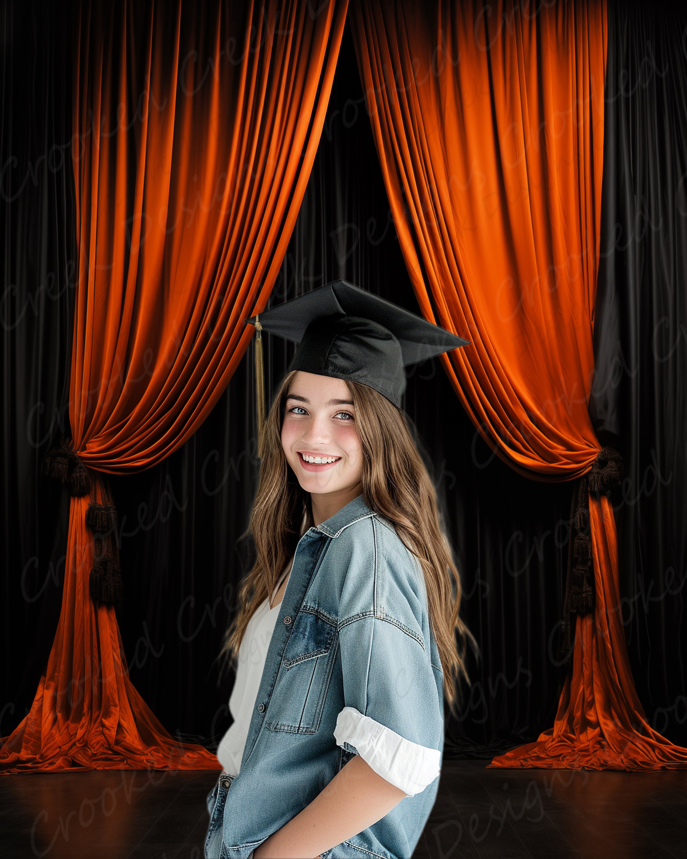 Black and Orange Digital Backdrop School Colors Prom and Graduation ...