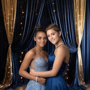 Navy Blue and Gold Digital Backdrop | School Colors Prom and Graduation ...