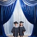 Blue and White Digital Backdrop Curtains | School Colors Prom and ...