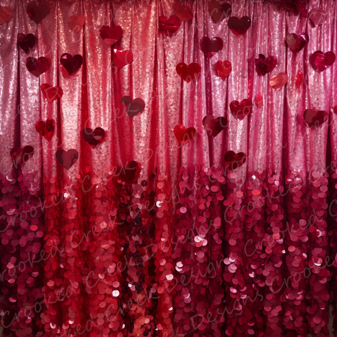 Pink and Red Party Digital Backdrop | Valentines Day & Birthday Hearts ...