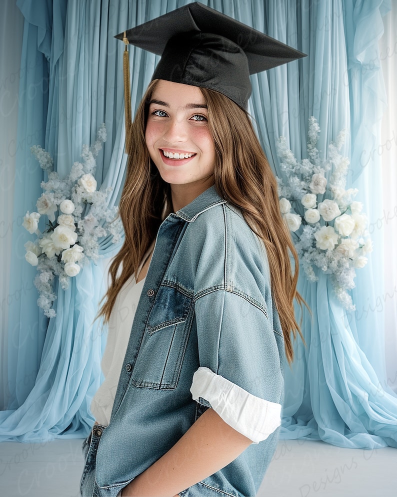 Light Blue and White Digital Backdrop | School Colors Prom and ...