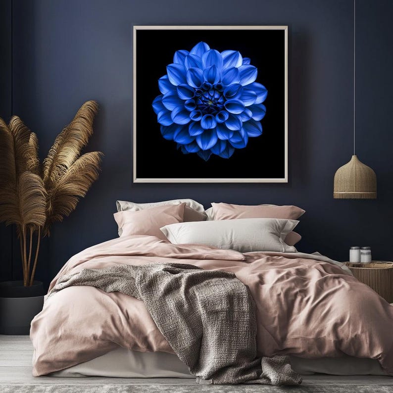 Blue Dahlia Digital Art Poster - Etsy