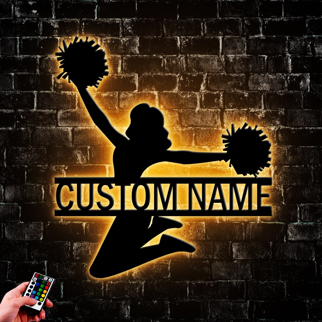 Custom Cheerleading Metal Wall Art Led Light, Personalized Cheerleader ...