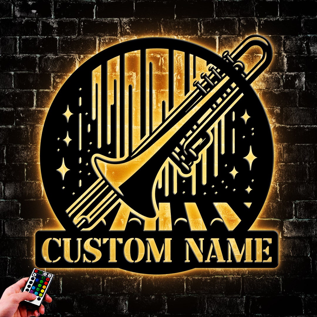 Custom Trombone Musical Instrument Metal Wall Art Led Light ...