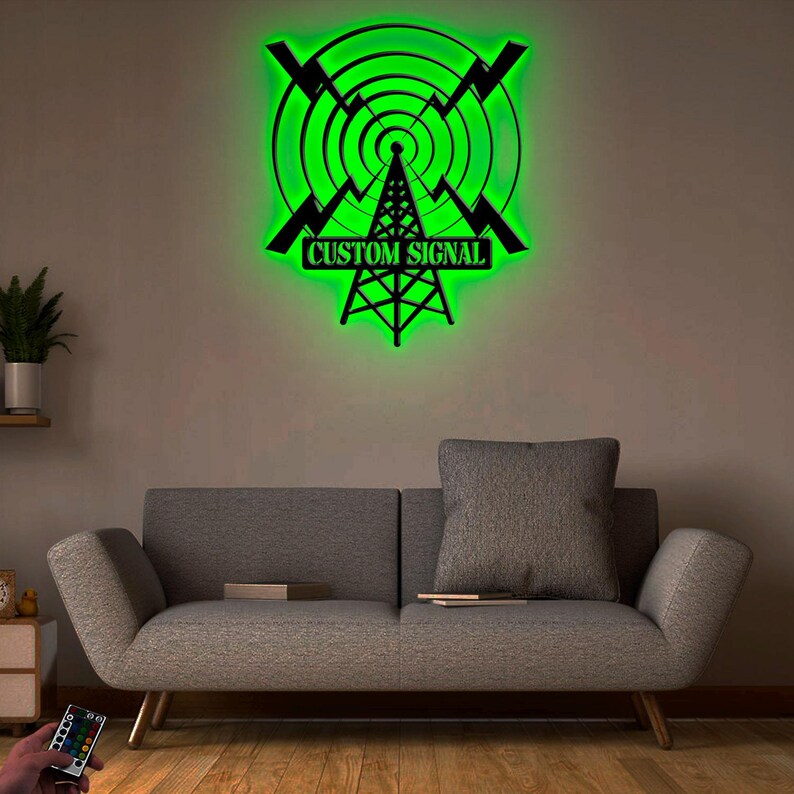 Custom Call Sign Metal Wall Art LED Light, Personalized Ham Radio Sign ...