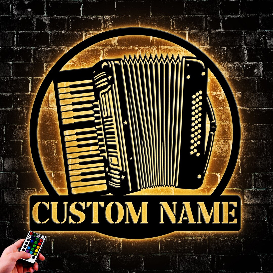 Custom Accordion Musical Instrument Metal Wall Art Led Light ...