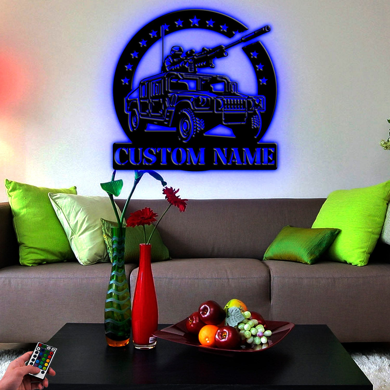 Custom Humvee Metal Wall Art LED Light, Personalized Humvee Driver Name ...