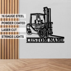 Custom Forklift Metal Wall Art Led Light, Personalized Forklift Truck ...