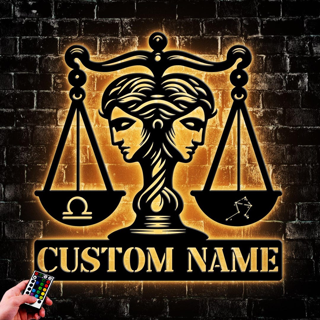 Custom Libra Zodiac Symbol Constellation Stars Metal Wall Art LED Light ...