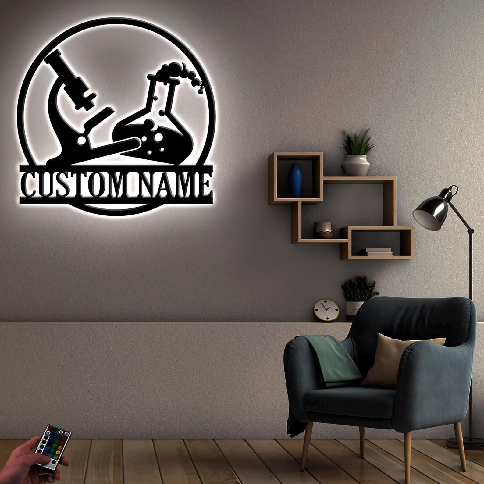 Custom Chemistry Teacher Metal Wall Art LED Light, Personalized Chemist ...