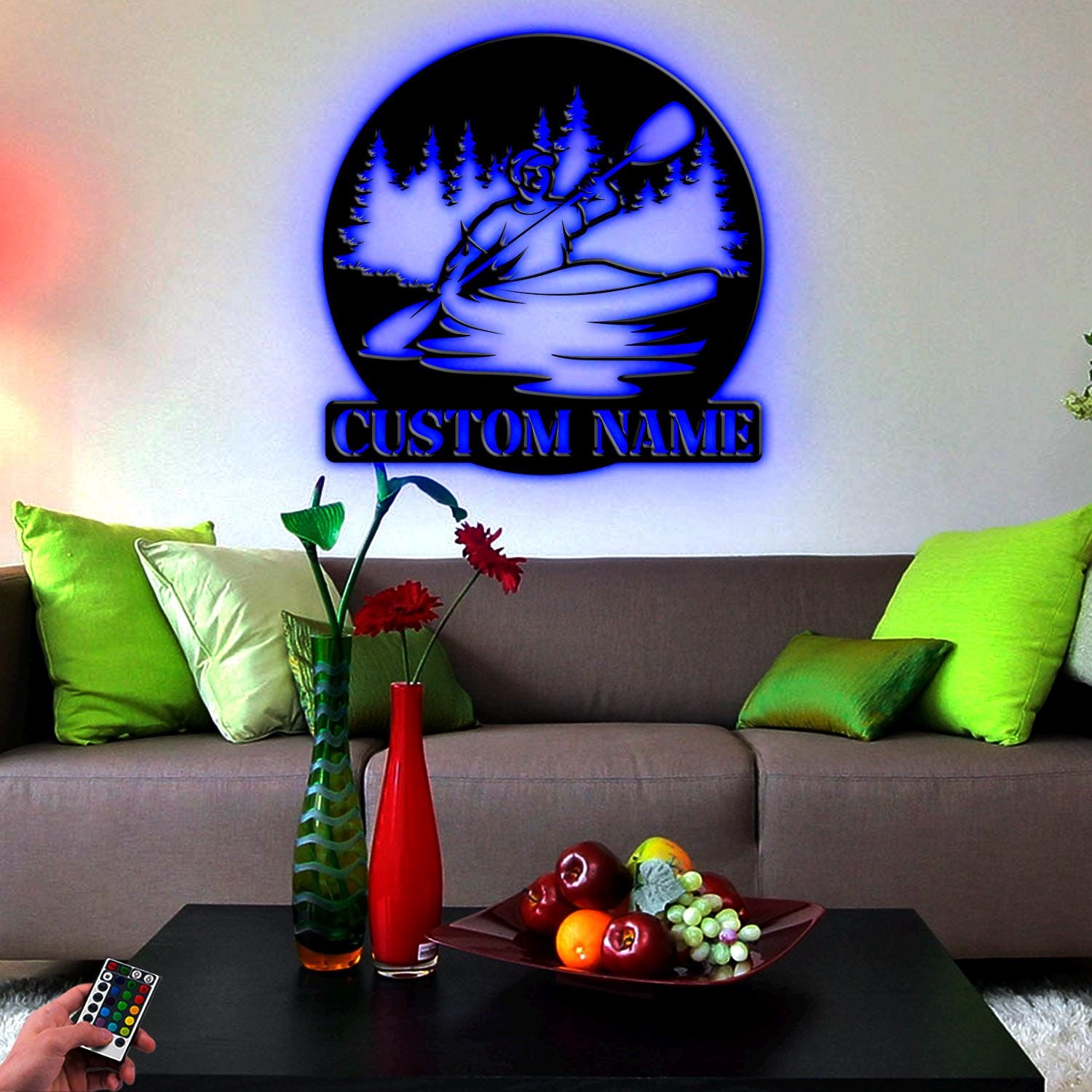 Custom Rowing Metal Wall Art LED Light, Personalized Boat Racers Name ...