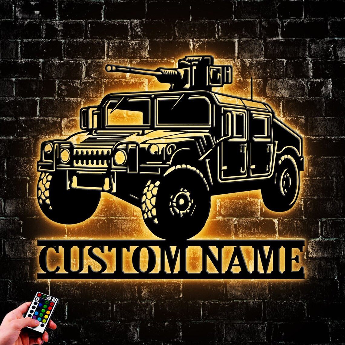 Custom Humvee Metal Wall Art LED Light, Personalized Humvee Driver Name ...