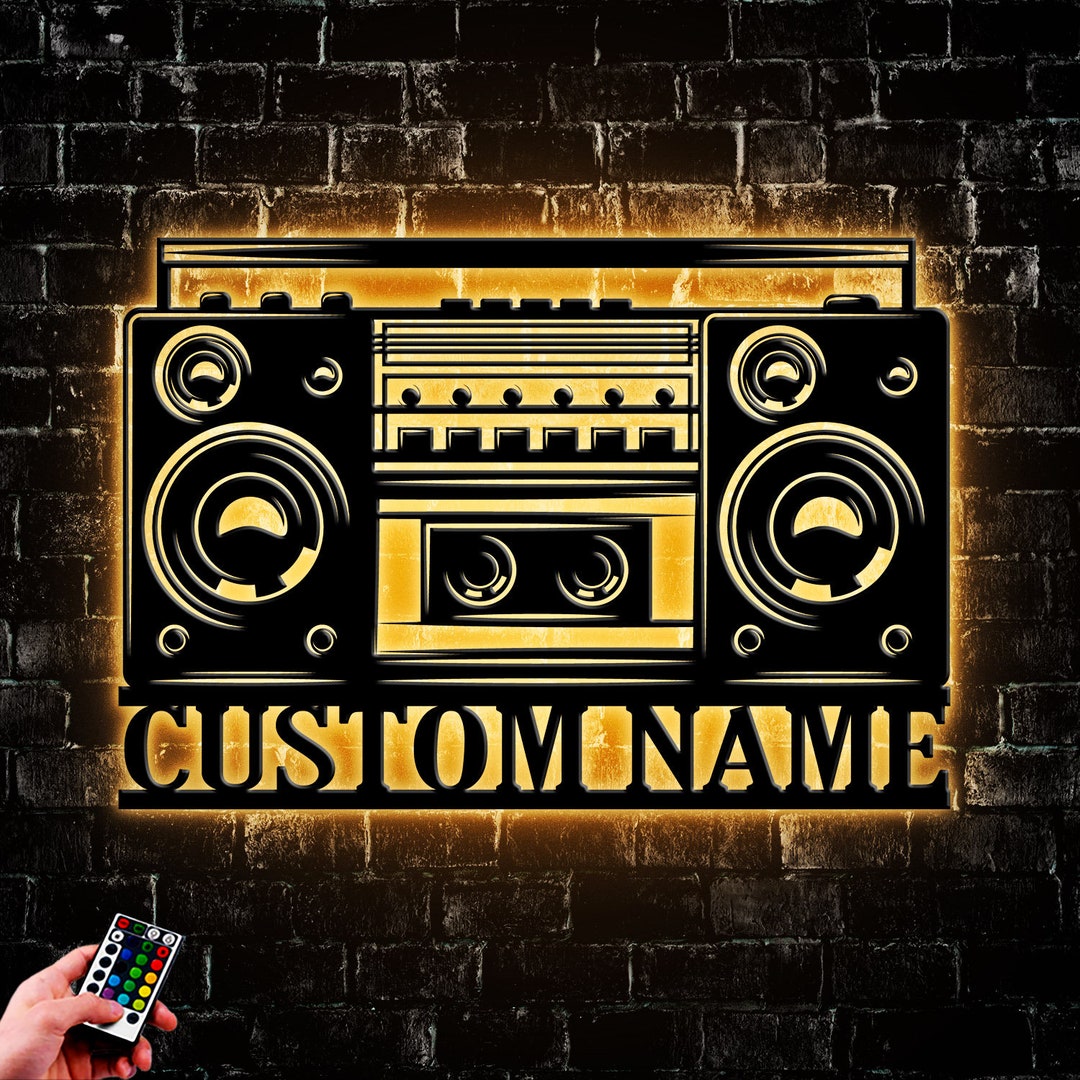 Custom Boombox Music Metal Wall Art LED Light, Personalized Musican ...