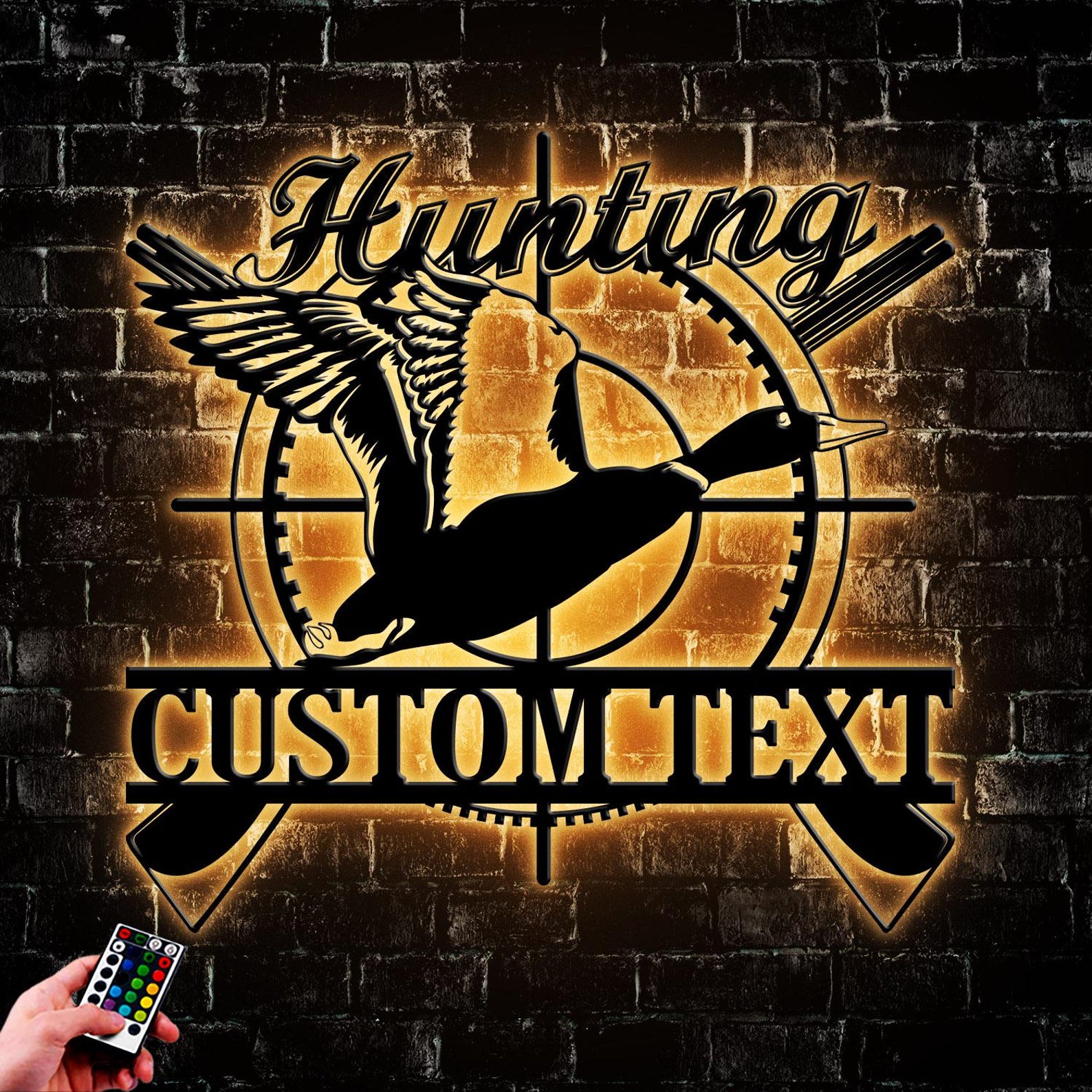 Custom Hunting Metal Wall Art LED Light, Personalized Duck Hunter Name ...