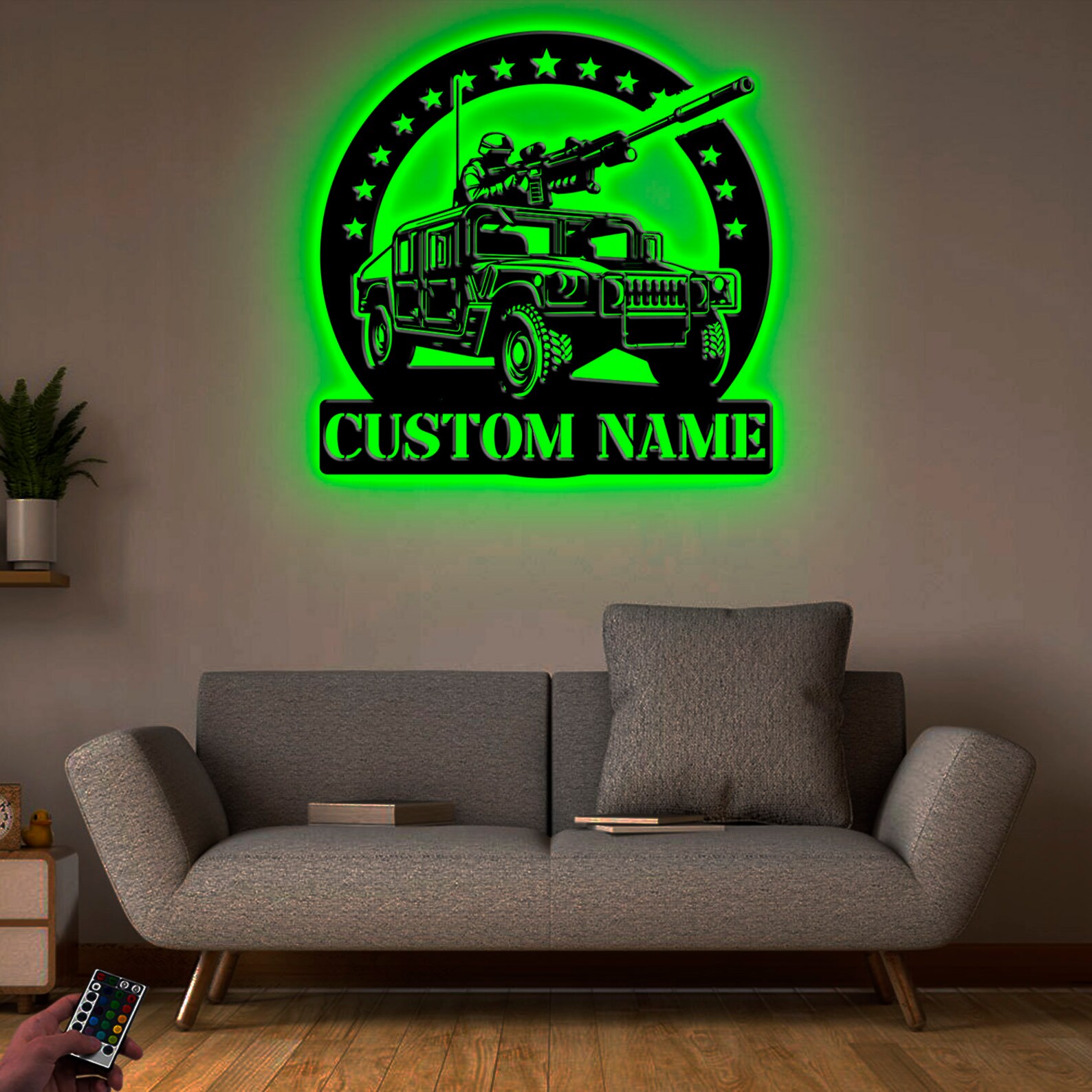 Custom Humvee Metal Wall Art LED Light, Personalized Humvee Driver Name ...