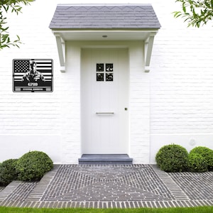 Custom US Soldier American Flag Veteran Metal House Number LED Light ...