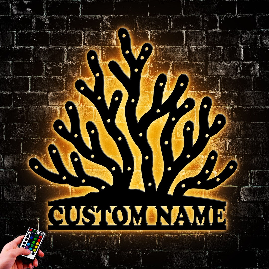 Custom Coral Reef Metal Wall Art Led Light, Personalized Sea Life Lover ...