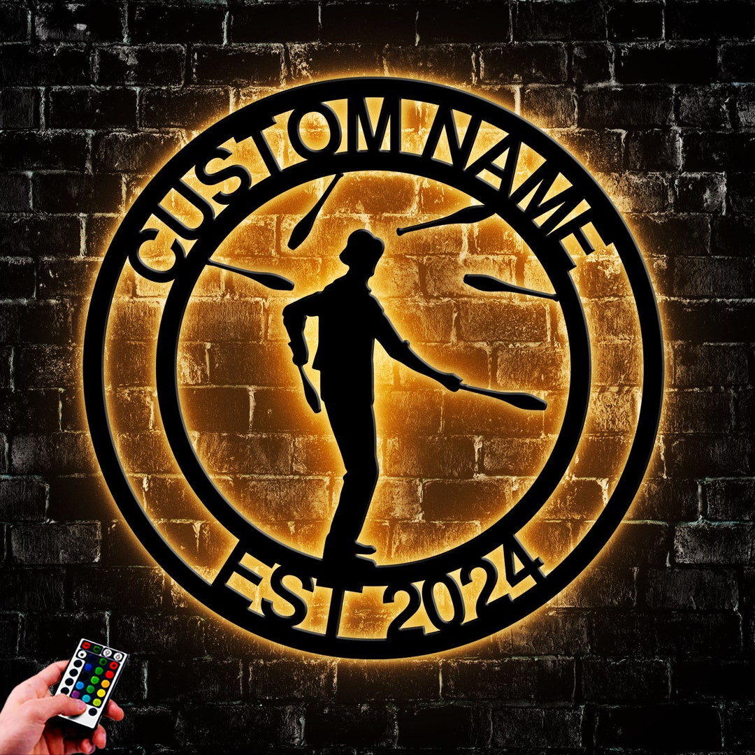 Custom Juggling Metal Wall Art Led Light, Personalized Juggler Name ...