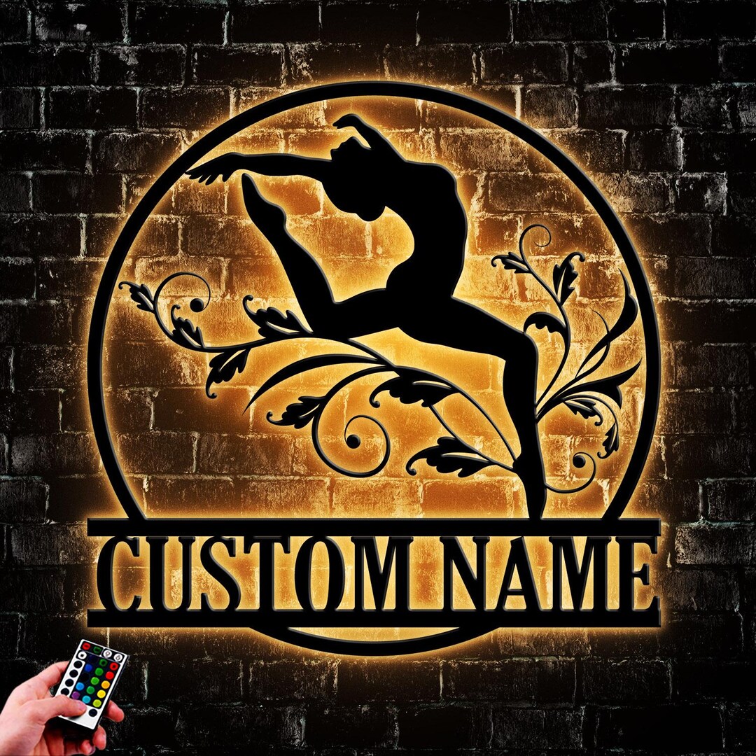 Custom Gymnastics Metal Wall Art LED Light, Personalized Gymnastics ...