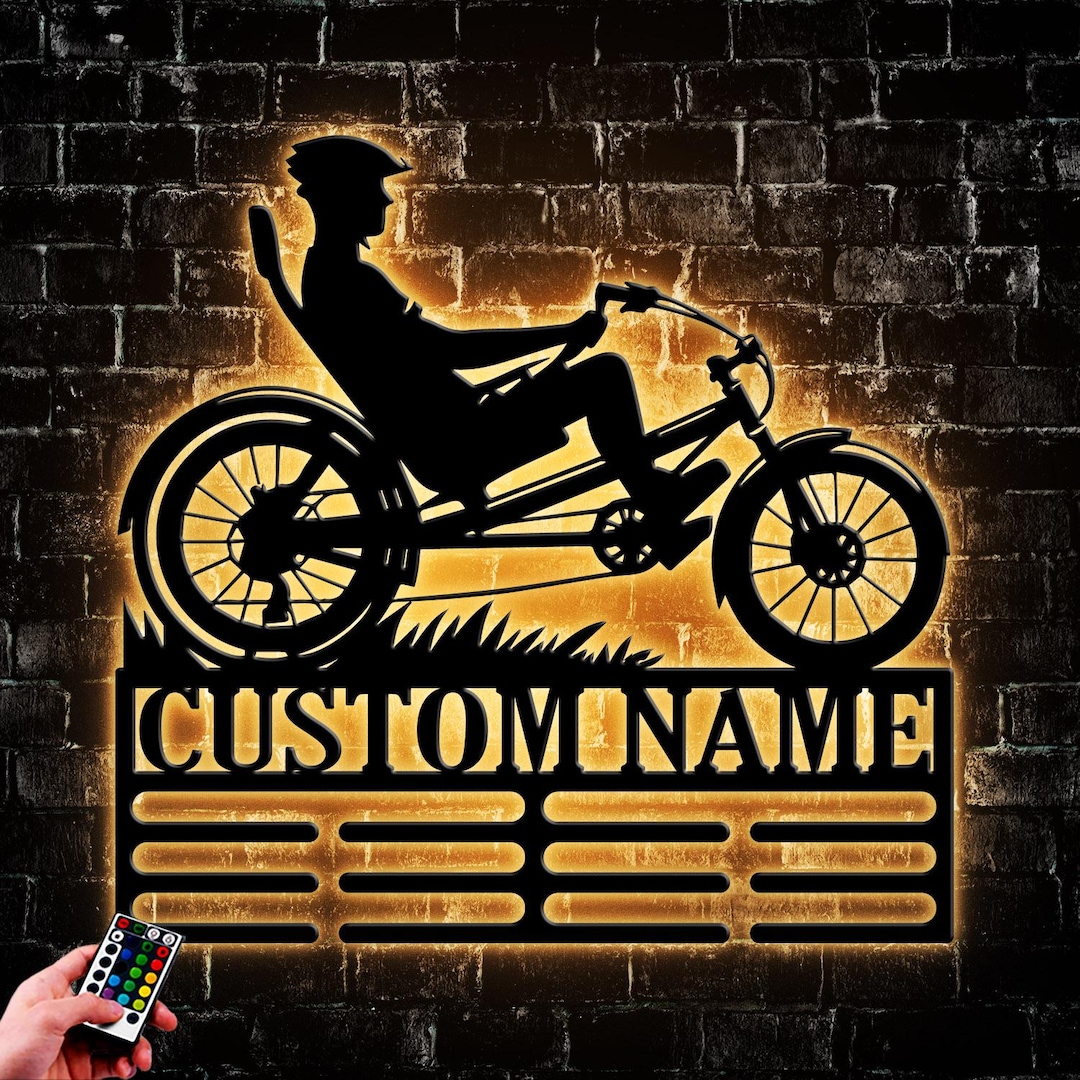 Custom Recumbent Bicycle Medal Holder LED Light, Personalized Recumbent ...