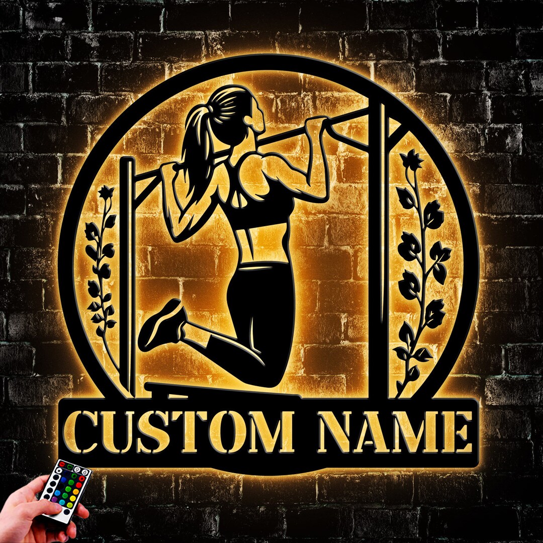 Custom Female Calisthenics Metal Wall Art LED Light, Personalized Girl ...