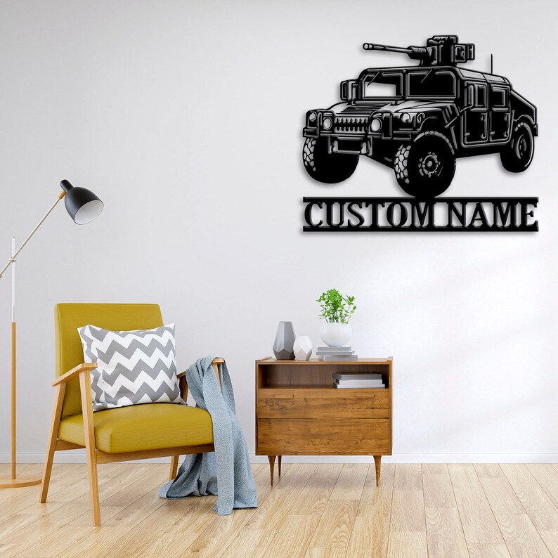 Custom Humvee Metal Wall Art LED Light, Personalized Humvee Driver Name ...