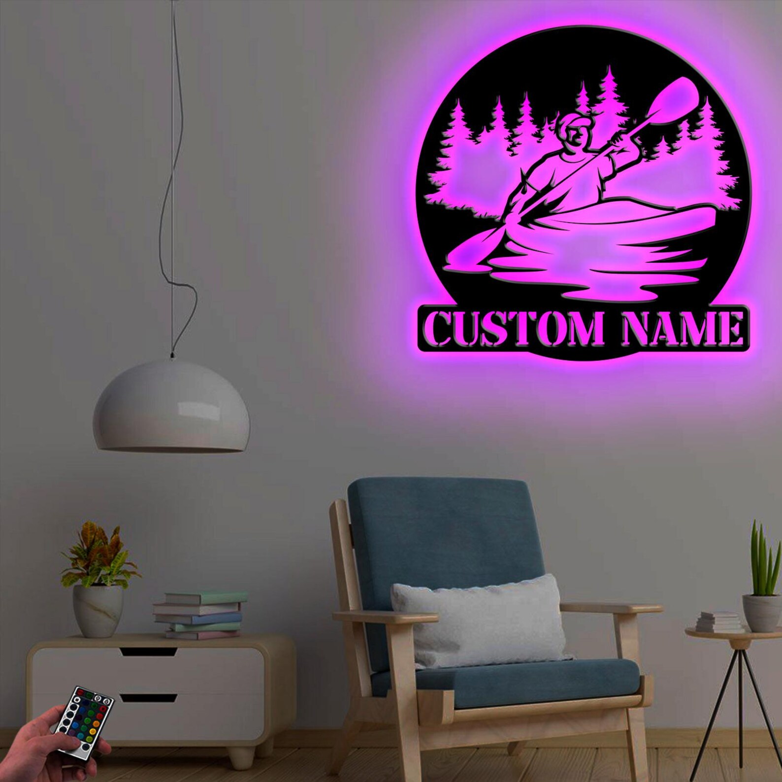 Custom Rowing Metal Wall Art LED Light, Personalized Boat Racers Name ...